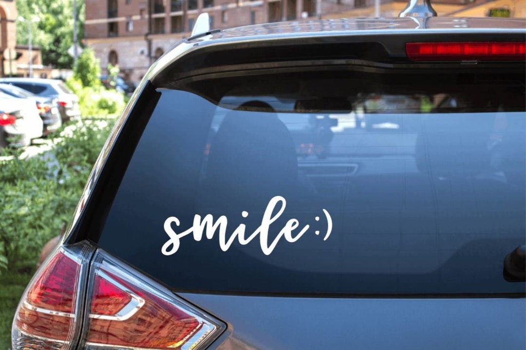 Car Smile White Vinyl Car Decal / Smile Car Sticker / Happy Car Decals ...