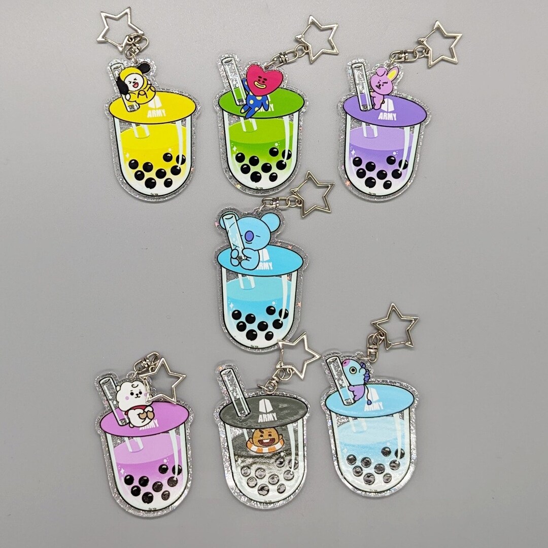 Acrylic BT21 Boba Keychains - Etsy