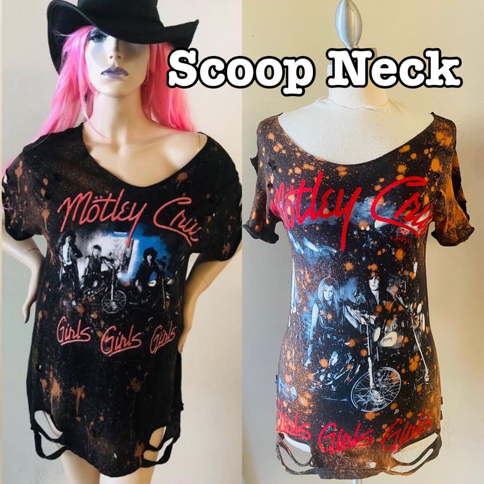 Motley Crue bleached distressed shirts dress or top S-2XL band | Etsy