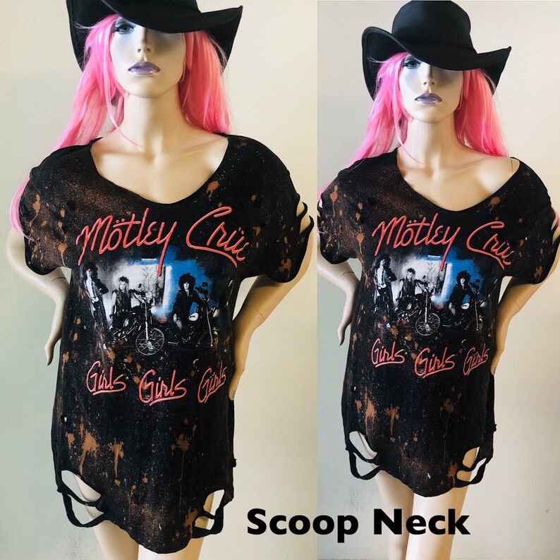 Motley Crue bleached distressed shirts dress or top S-2XL band | Etsy