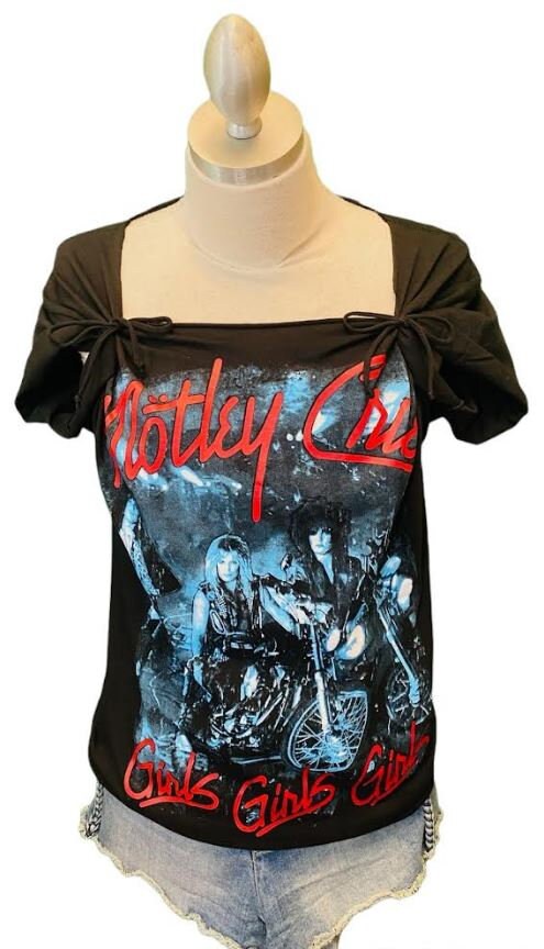 Motley Crüe Shirt Customized Scoop Neck Roll up Sleeves Back - Etsy