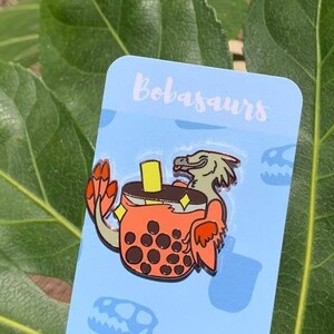 Bobasaurs Hard Enamel Pin Velociraptor Pin Dinosaur Enamel Pin Milk Tea ...