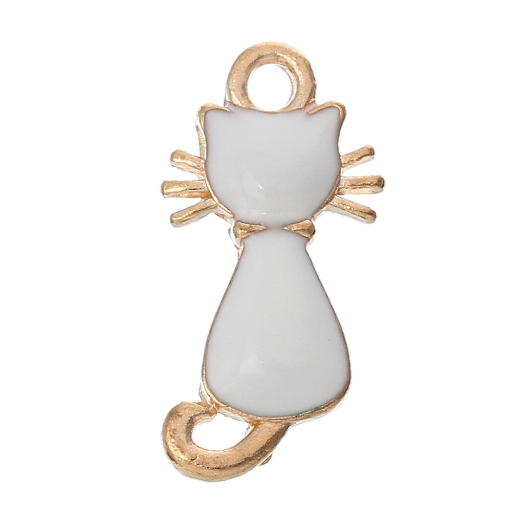 Rose Gold Cat Charms Kitty Cat Charms Rose Gold Charms Feline Charms ...