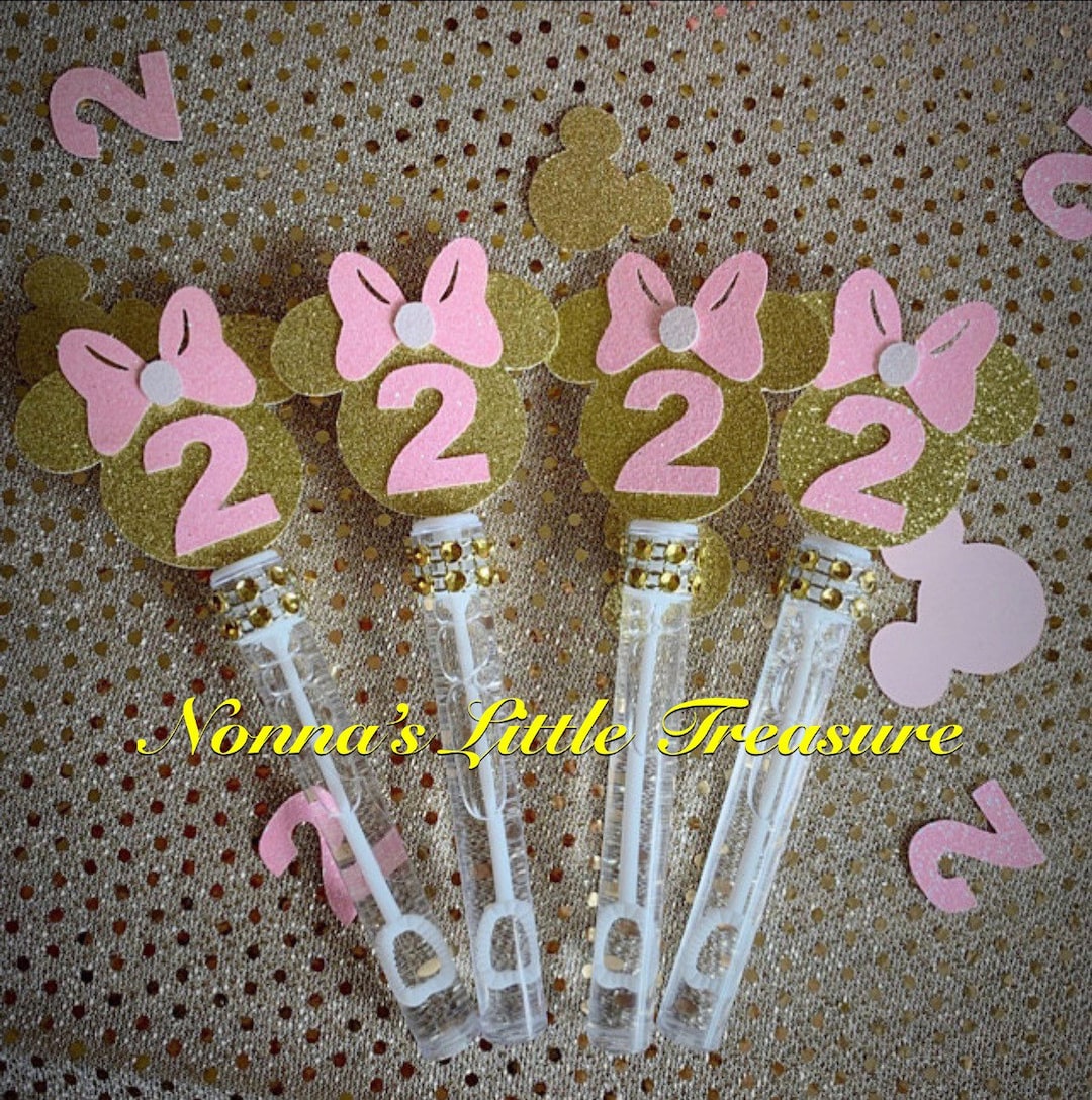 12 Glitter Minnie Mouse Bubbles Wands,minnie Mouse Birthday,minnie ...