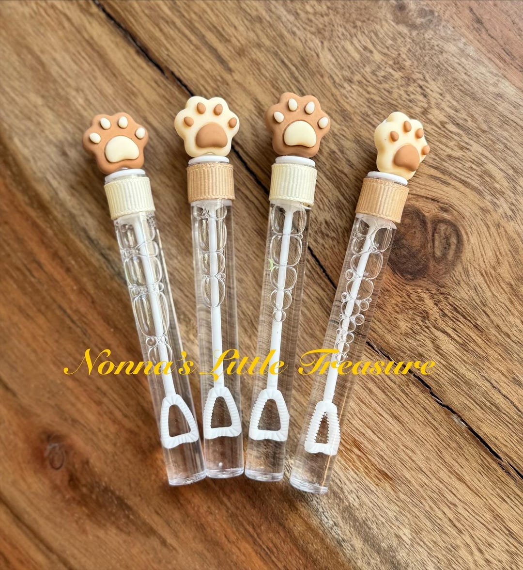 Dog Party Bubble Favor Wands,paw Print Bubble Favors,paw Party Favor ...