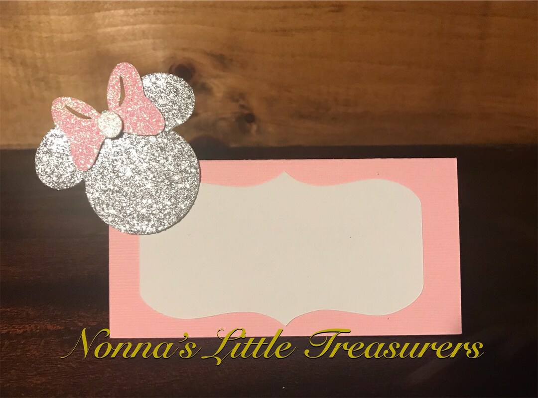 Minnie Mouse Place Cards,pink and Silver Minnie Mouse Food Cards,minnie ...