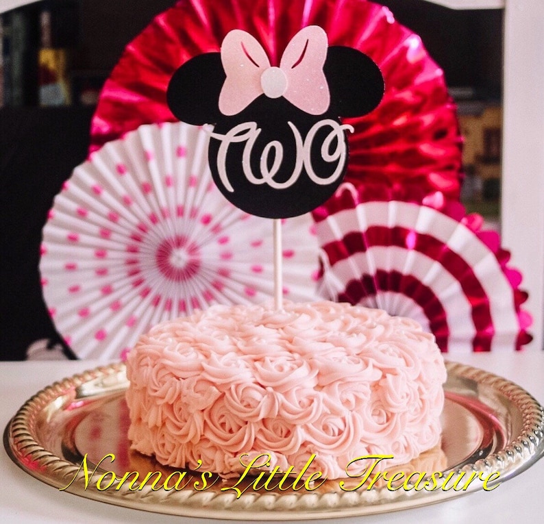 Minnie Mouse Cake TopperMinnie Mouse BirthdayBlack And Pink | Etsy