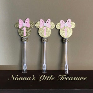 12 Glitter Minnie Mouse Bubbles Wands,minnie Mouse Birthday,minnie ...