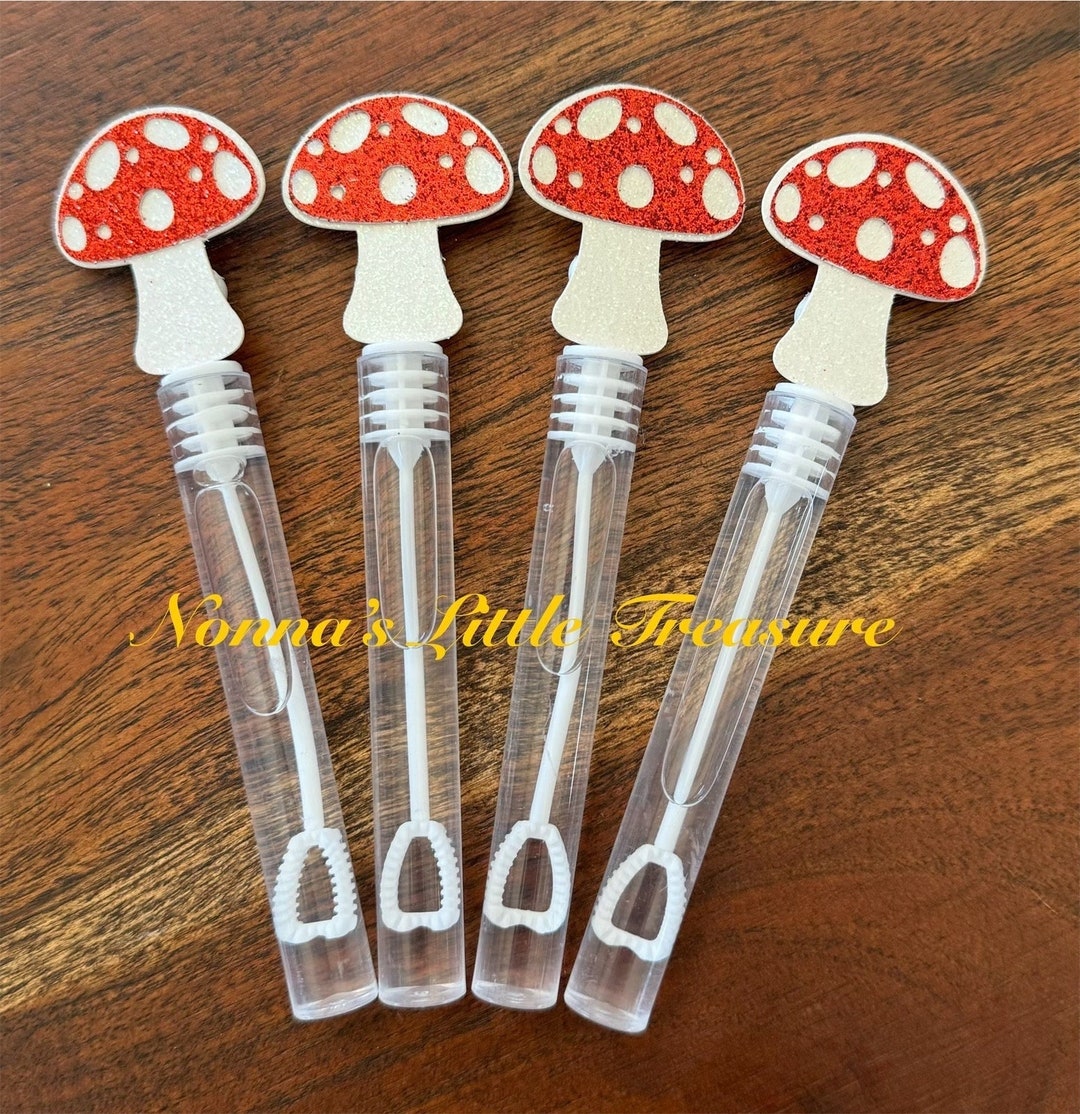 12 Mushroom Bubble Wand Favors,mushroom Birthday Party,woodland Bubble ...