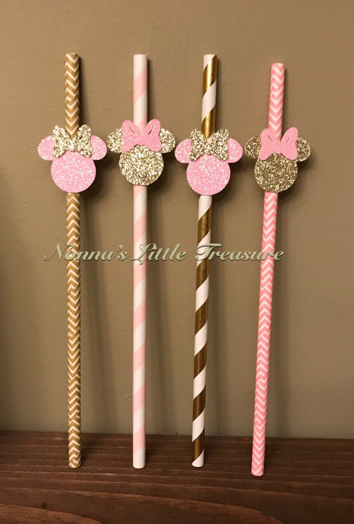 Minnie Mouse Straws,pink and Gold Minnie Mouse,minnie Mousepaper Str ...