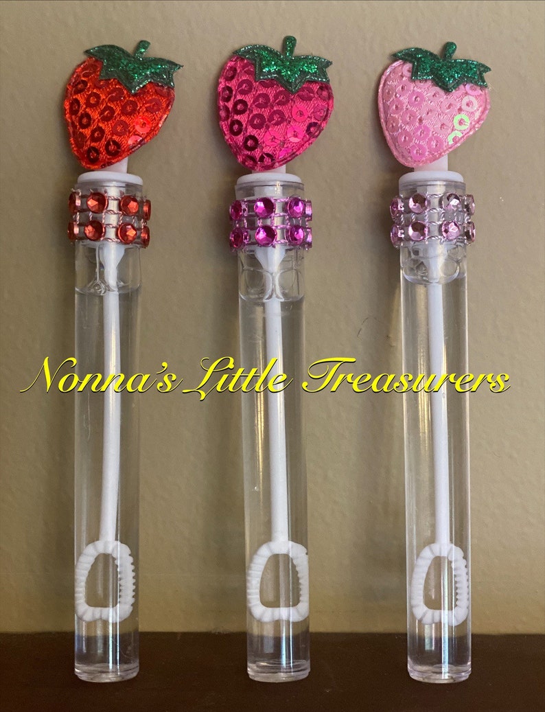 12 Strawberry Bubble Wands Favors,strawberry Bubble Party Favors ...