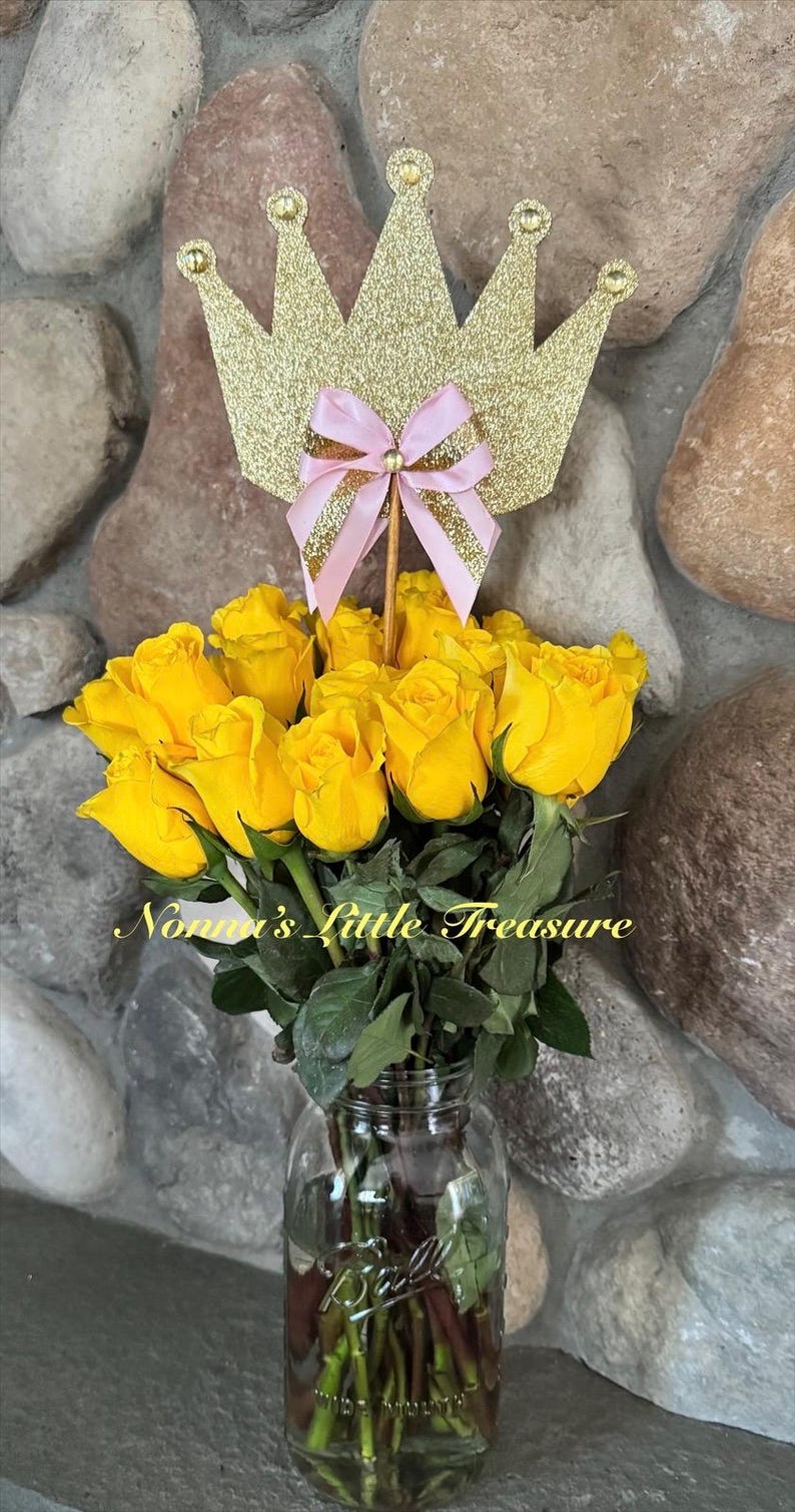 Princess Crown Centerpiece Picks SET OF 3,glitter Crown Centerpiece ...