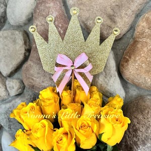 Princess Crown Centerpiece Picks SET OF 3,glitter Crown Centerpiece ...