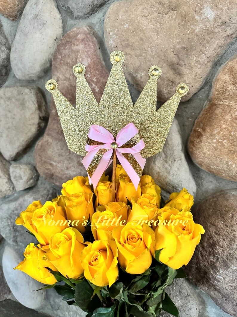 Princess Crown Centerpiece Picks SET OF 3,glitter Crown Centerpiece ...