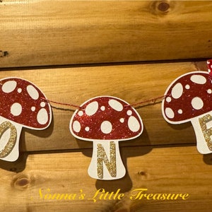 Mushroom “ONE” First Birthday Banner,garden Birthday Banner,toadstool ...