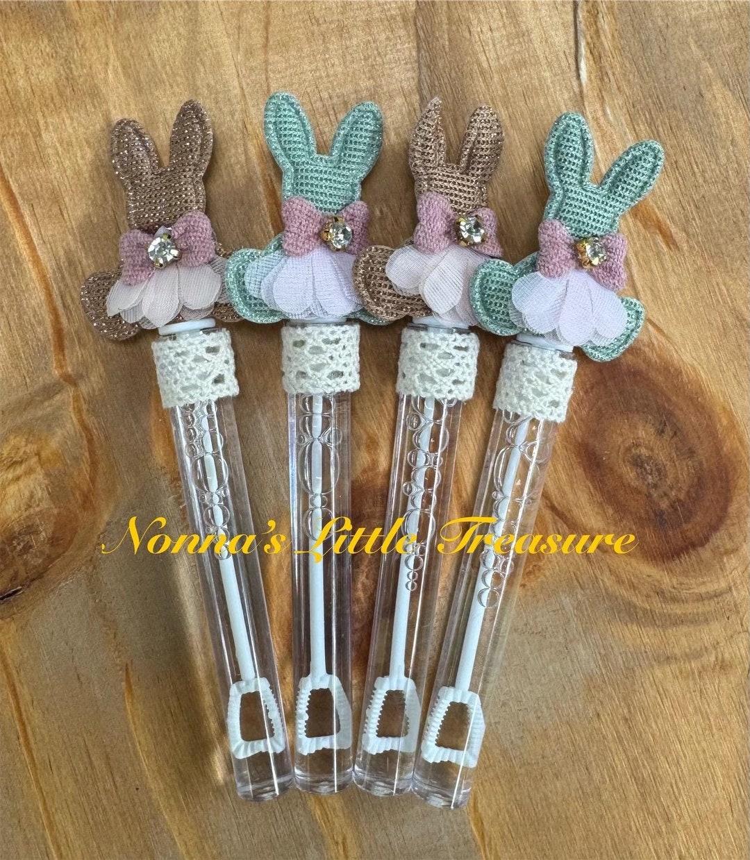 12 Bunny Bubble Favor Wands, Shabby Chic Birthday Party, Easter Bunny ...