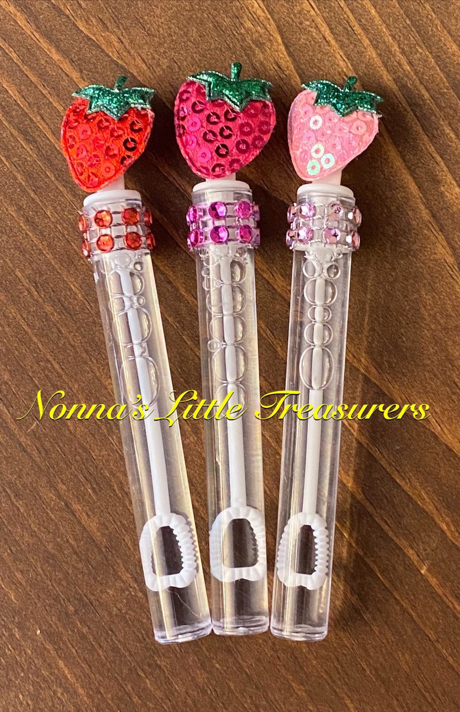 12 Strawberry Bubble Wands Favors,strawberry Bubble Party Favors ...