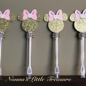 12 Glitter Minnie Mouse Bubbles Wands,minnie Mouse Birthday,minnie ...