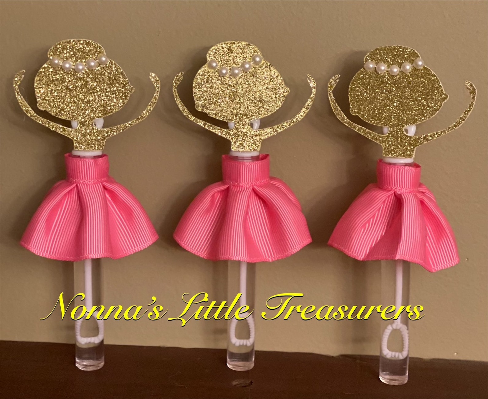 12 Ballerina Bubble Wand Favorspink and Gold Ballerina - Etsy