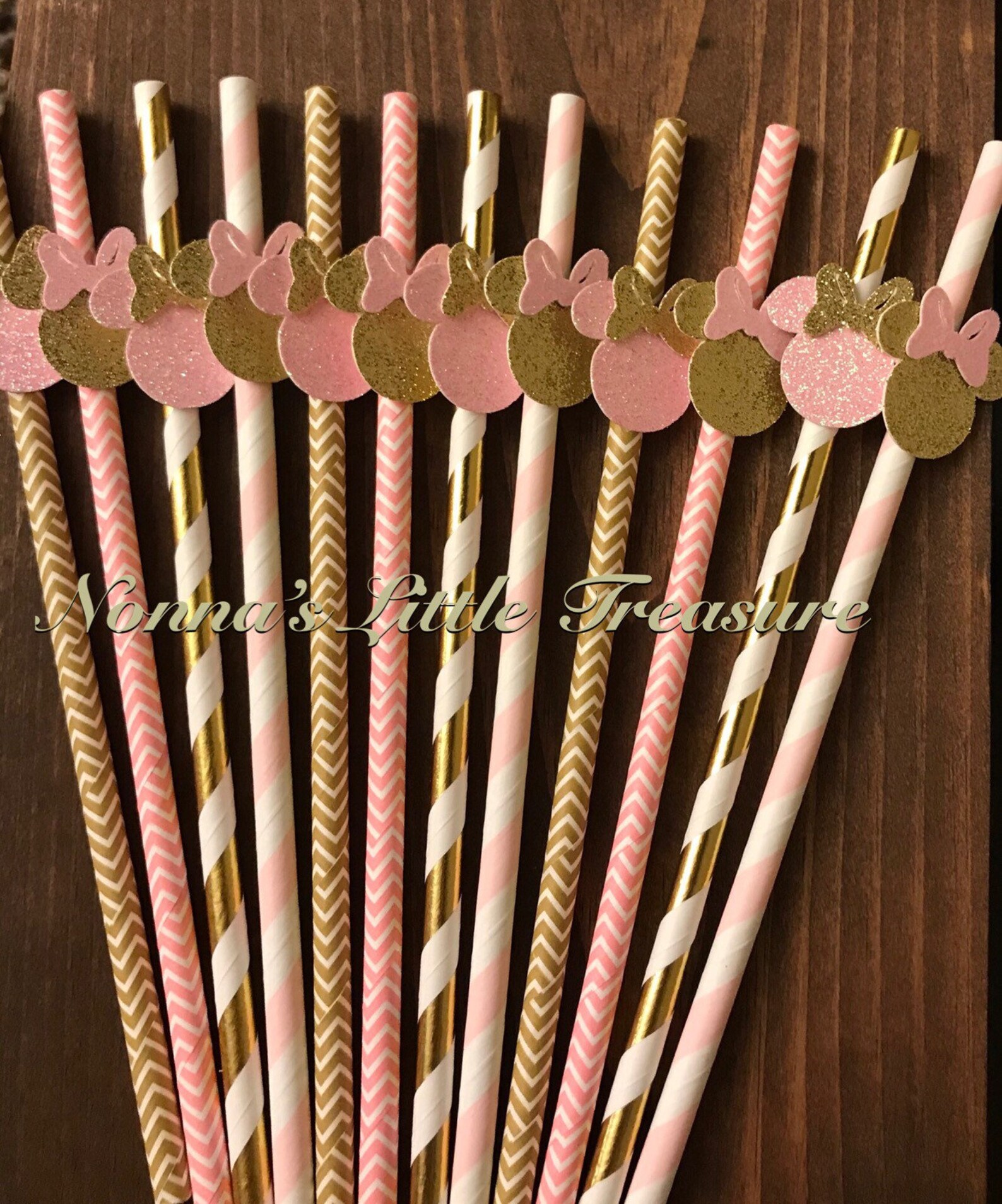 Minnie Mouse Straws,pink and Gold Minnie Mouse,minnie Mousepaper Str ...