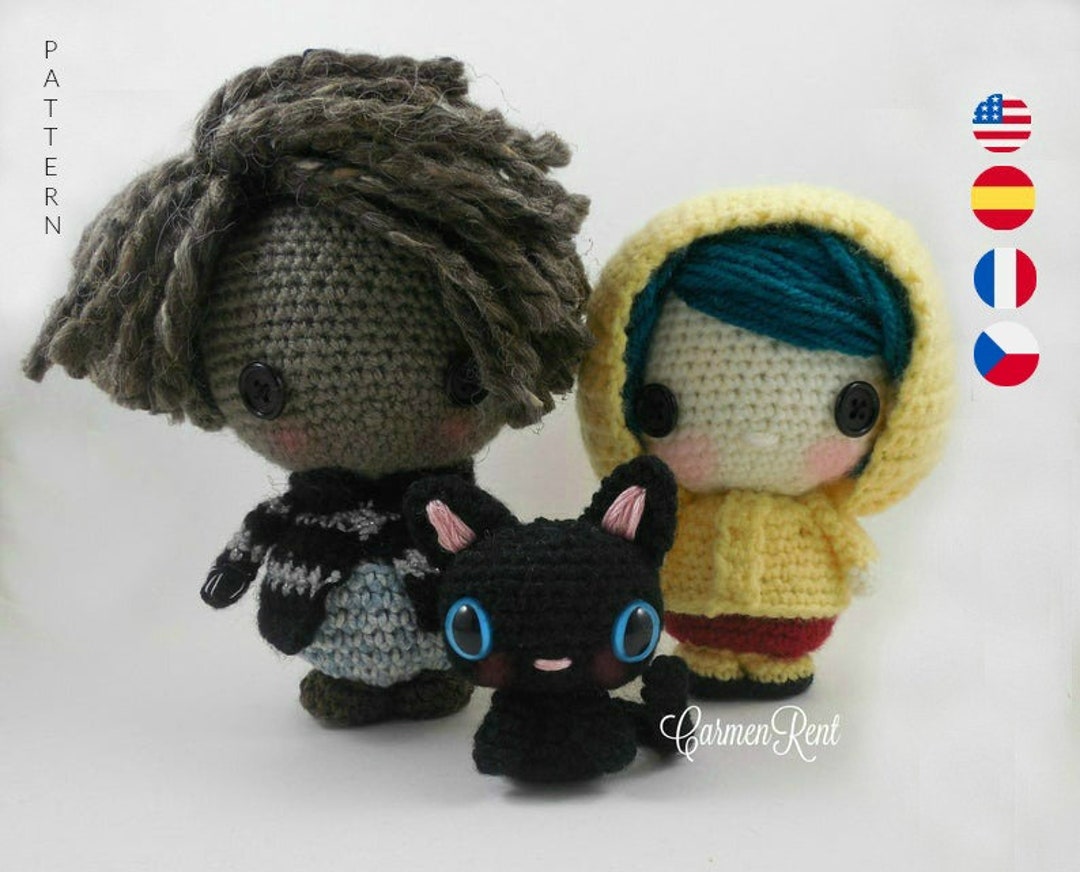 Wybie 7", Coraline 6" and Cat 3 1/2 ".chibi Collection. Amigurumi Doll ...