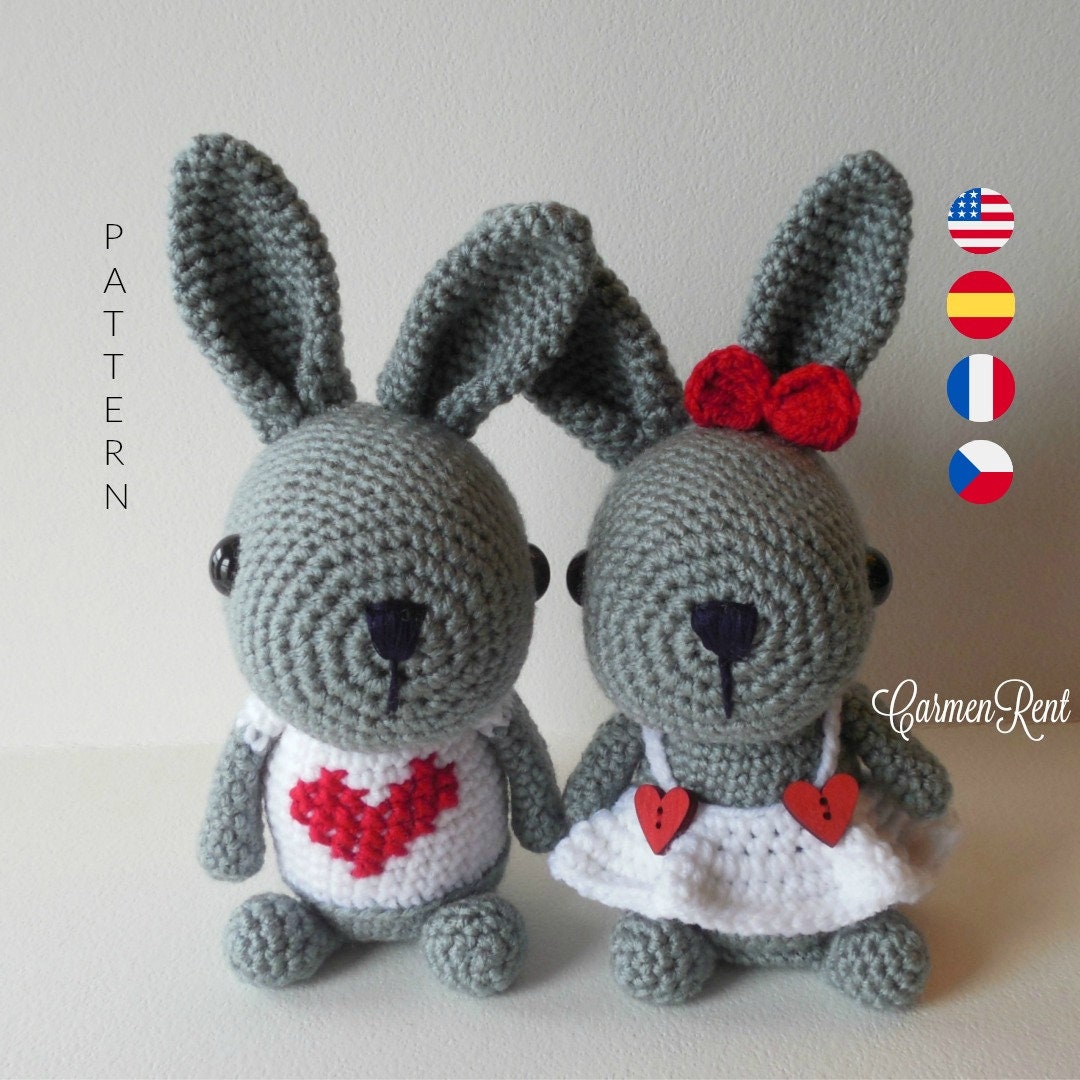 Silver and Red- Bunnies. Valentine's Day. Amigurumi Doll Crochet ...