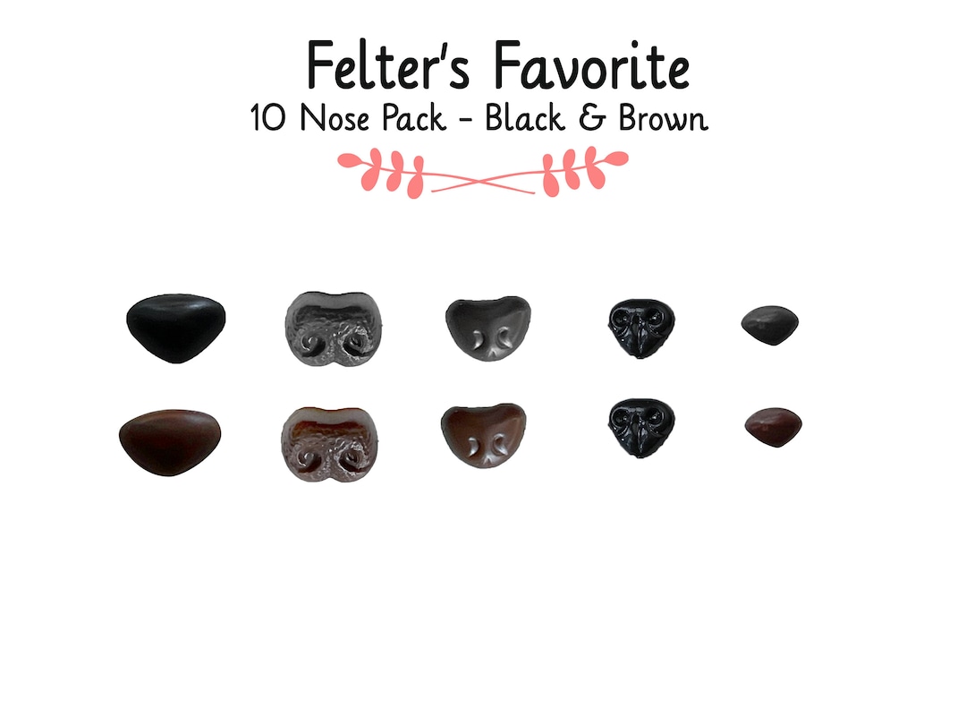 Animal Noses Assortment Variety Pack - 10 Noses | Black, Brown, Pink ...
