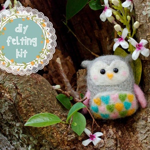 Needle Felting Kit DIY - Sweetheart Owl // Cute Needle Felted Animal ...