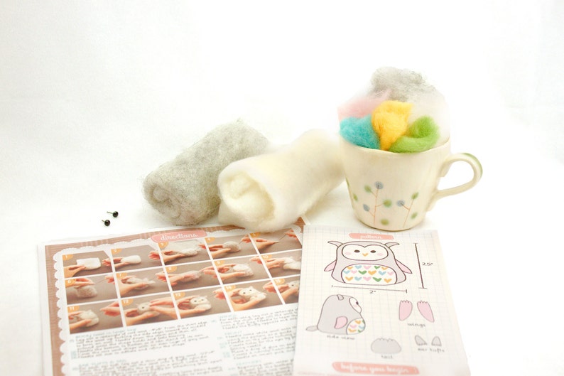 Needle Felting Kit DIY - Sweetheart Owl // Cute Needle Felted Animal ...