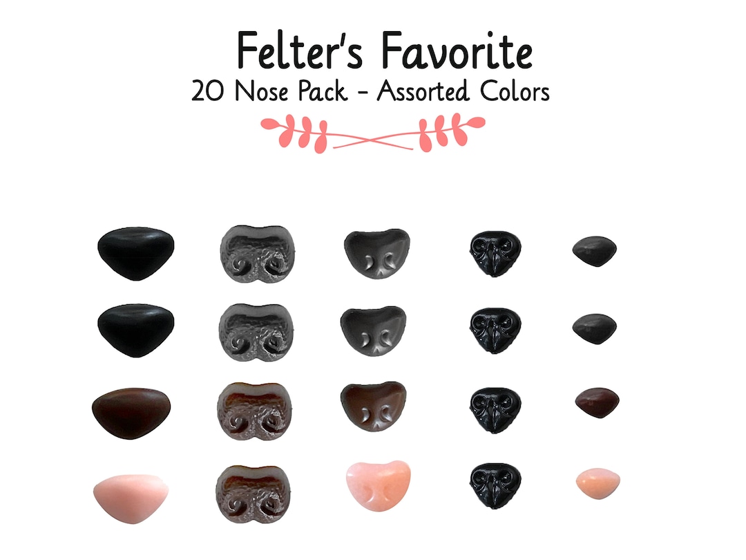 Animal Noses Assortment Variety Pack - 20 Noses | Black, Brown, Pink ...
