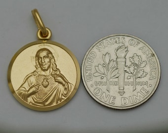 14K Solid Gold Scapular Pendant Yellow Gold Scapular - Etsy