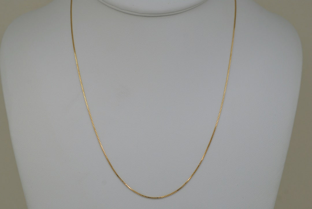 14K Solid Gold 18 Inches Fine Box Link Style Chain - Etsy