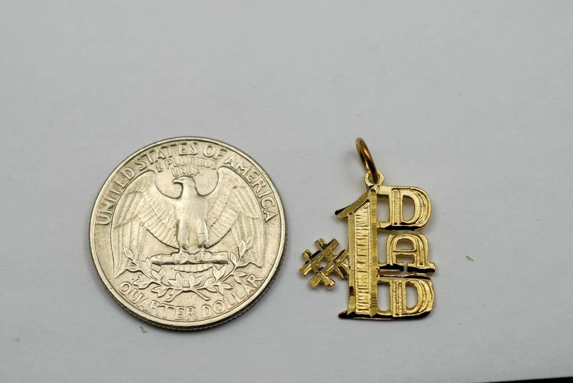 10K Solid Gold 1 DAD Pendant - Etsy