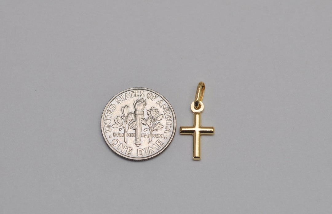 18K Gold Small Reversible Plain Cross / Pendant - Etsy