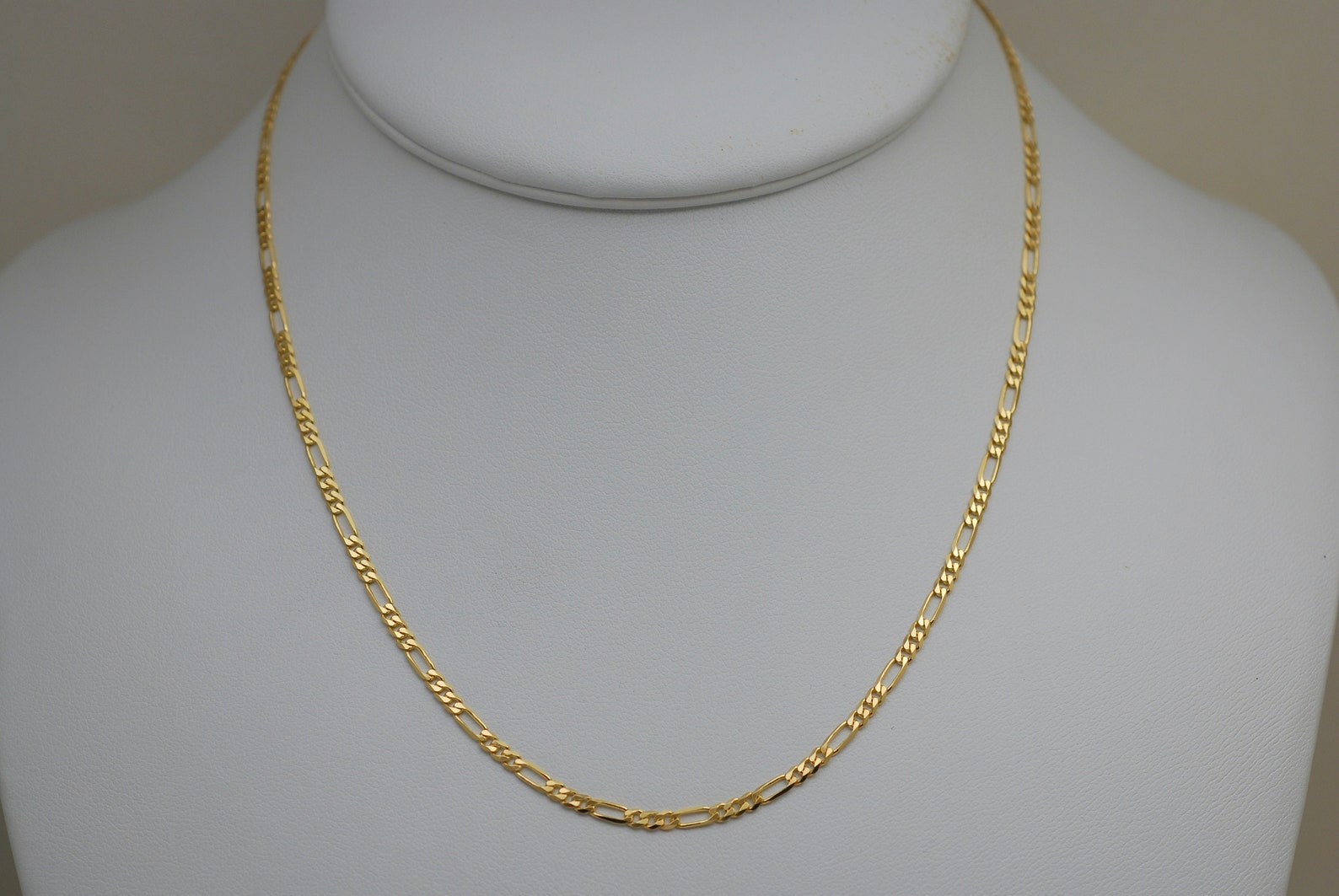 10K Solid Gold 16 Inches Figaro Chain | Etsy