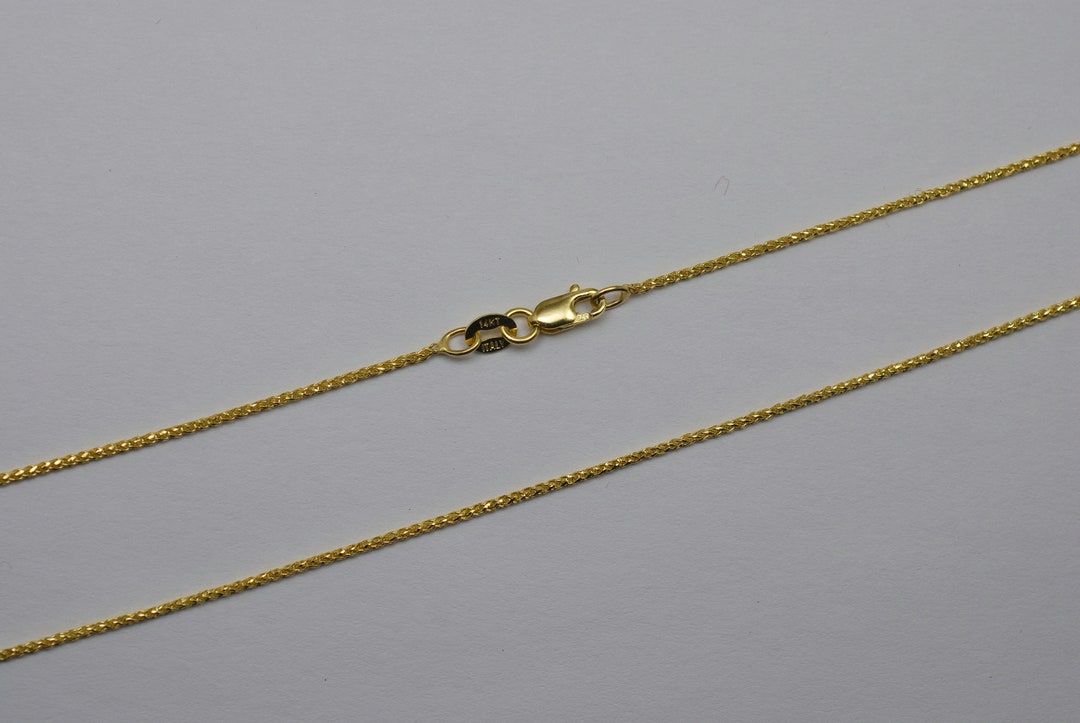 14K Solid Gold 16 Inches Round Wheat Chain - Etsy