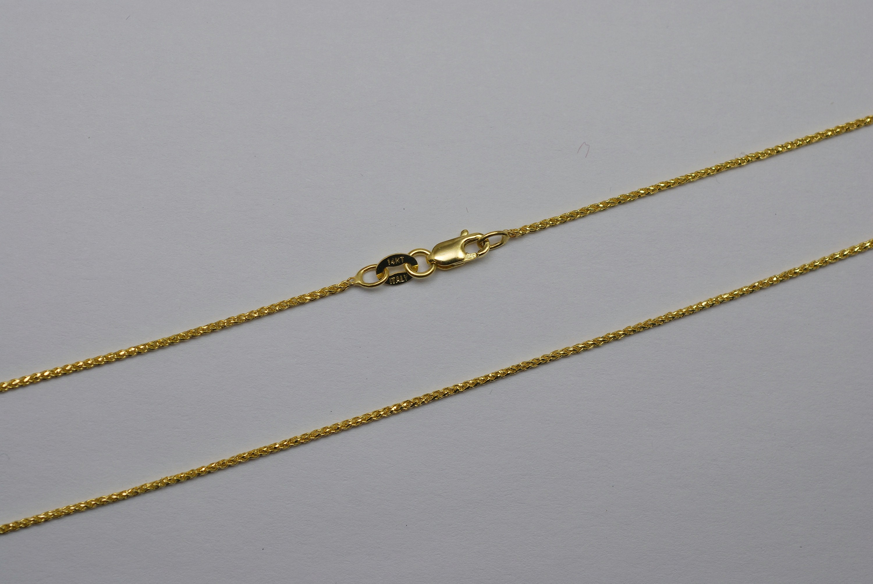 14K Solid Gold 16 Inches Round Wheat Chain - Etsy