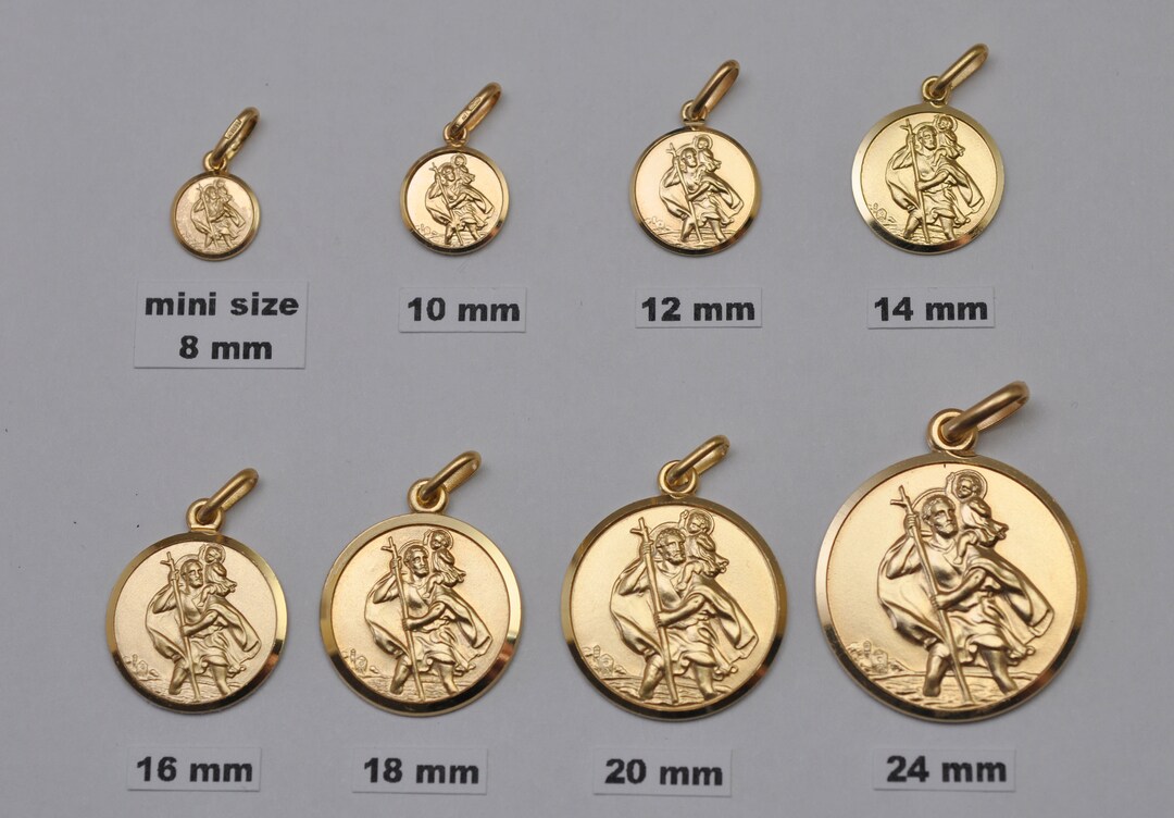 10K Solid Gold Saint Christopher Medals / Pendants - Etsy