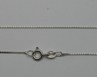 10K solid white gold 16 inches fine box link chain | Etsy