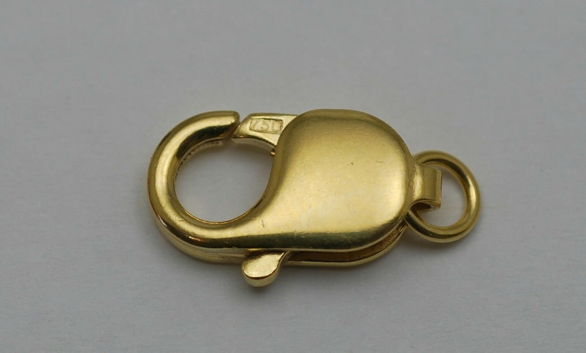 18K Solid Gold Large Lobster Claw Clasp - Etsy