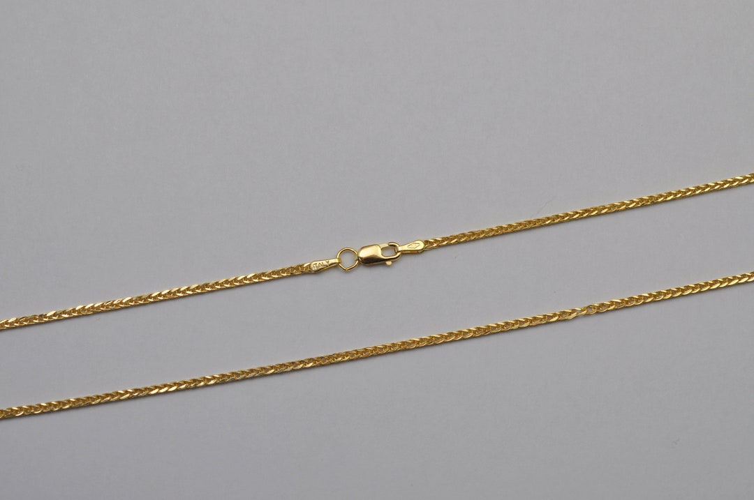 14K Solid Gold 18 Inches Square Wheat Chain - Etsy