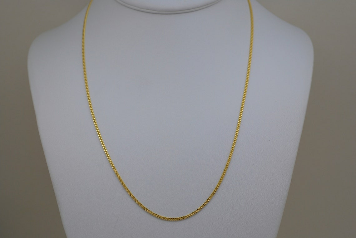 14K Solid Gold 20 Inches Curb Style Chain - Etsy
