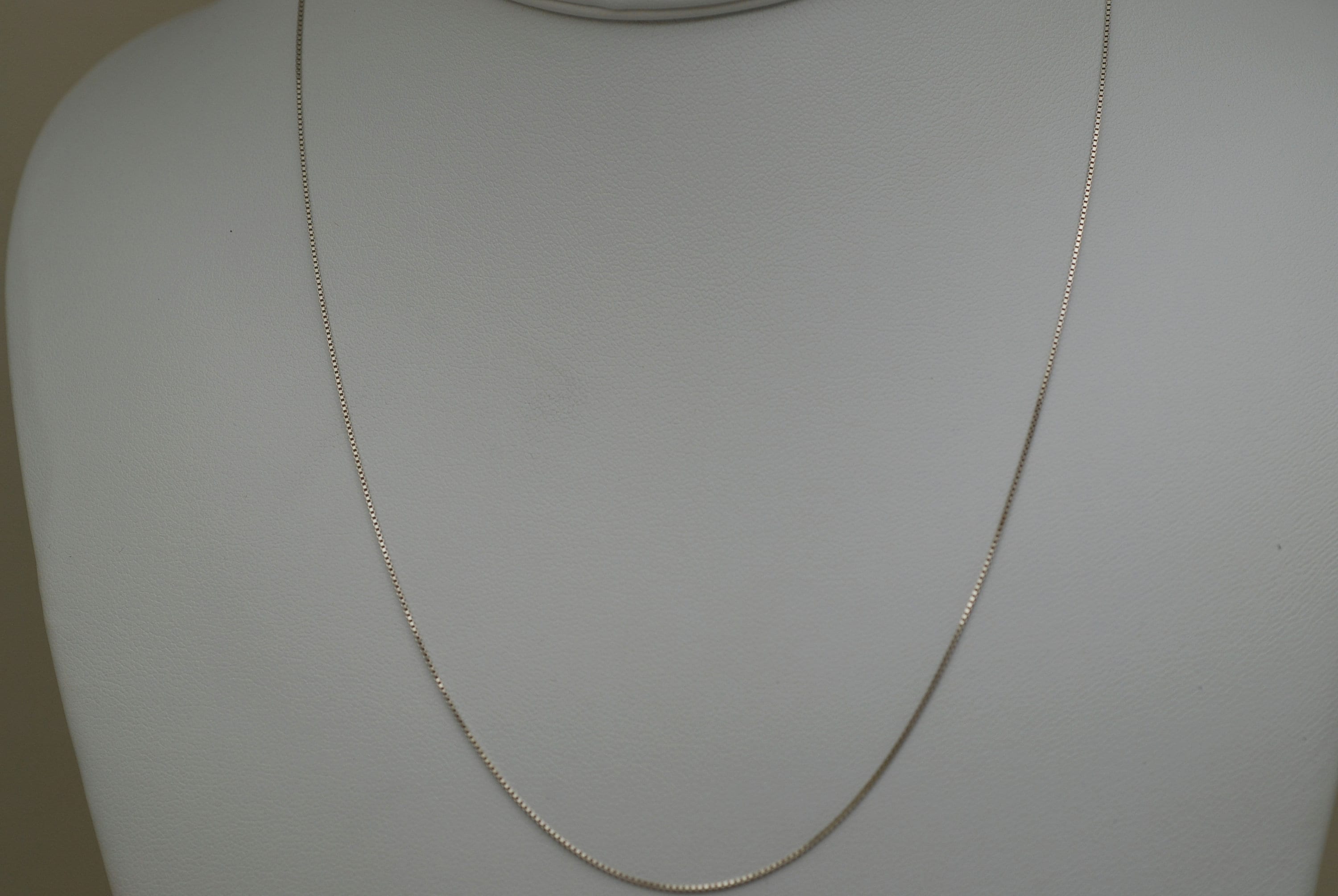 10K solid white gold 18 inches fine box link chain | Etsy