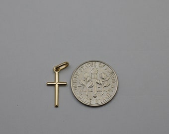 14K Gold Small Plain Cross Pendant - Etsy