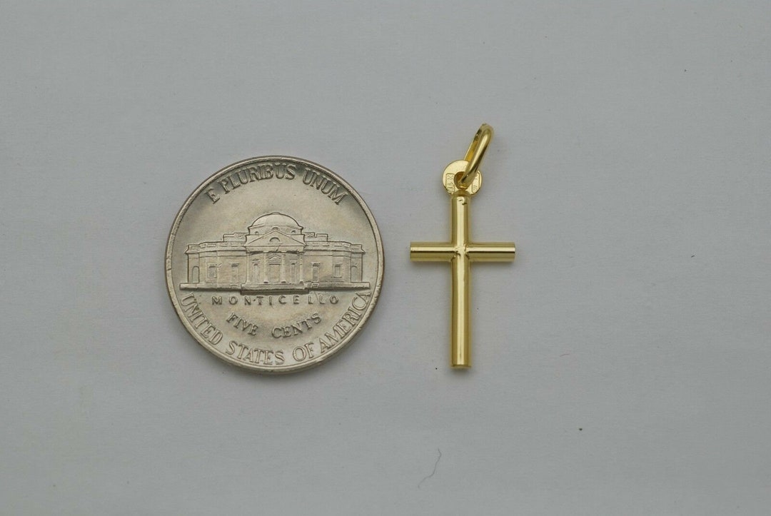 14K Gold Small Plain Cross Pendant - Etsy
