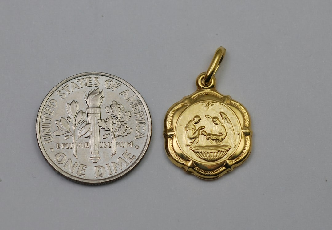 14K Gold Baptism Medal / Pendant - Etsy
