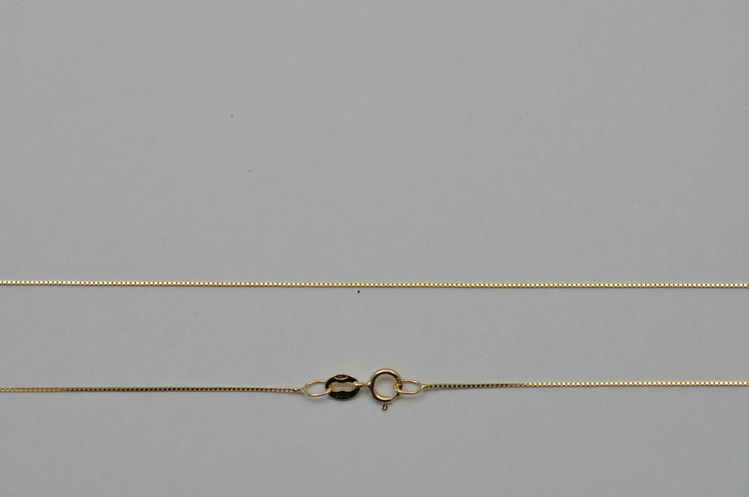 18K Solid Gold 18 Inches Very Thin Box Chain - Etsy