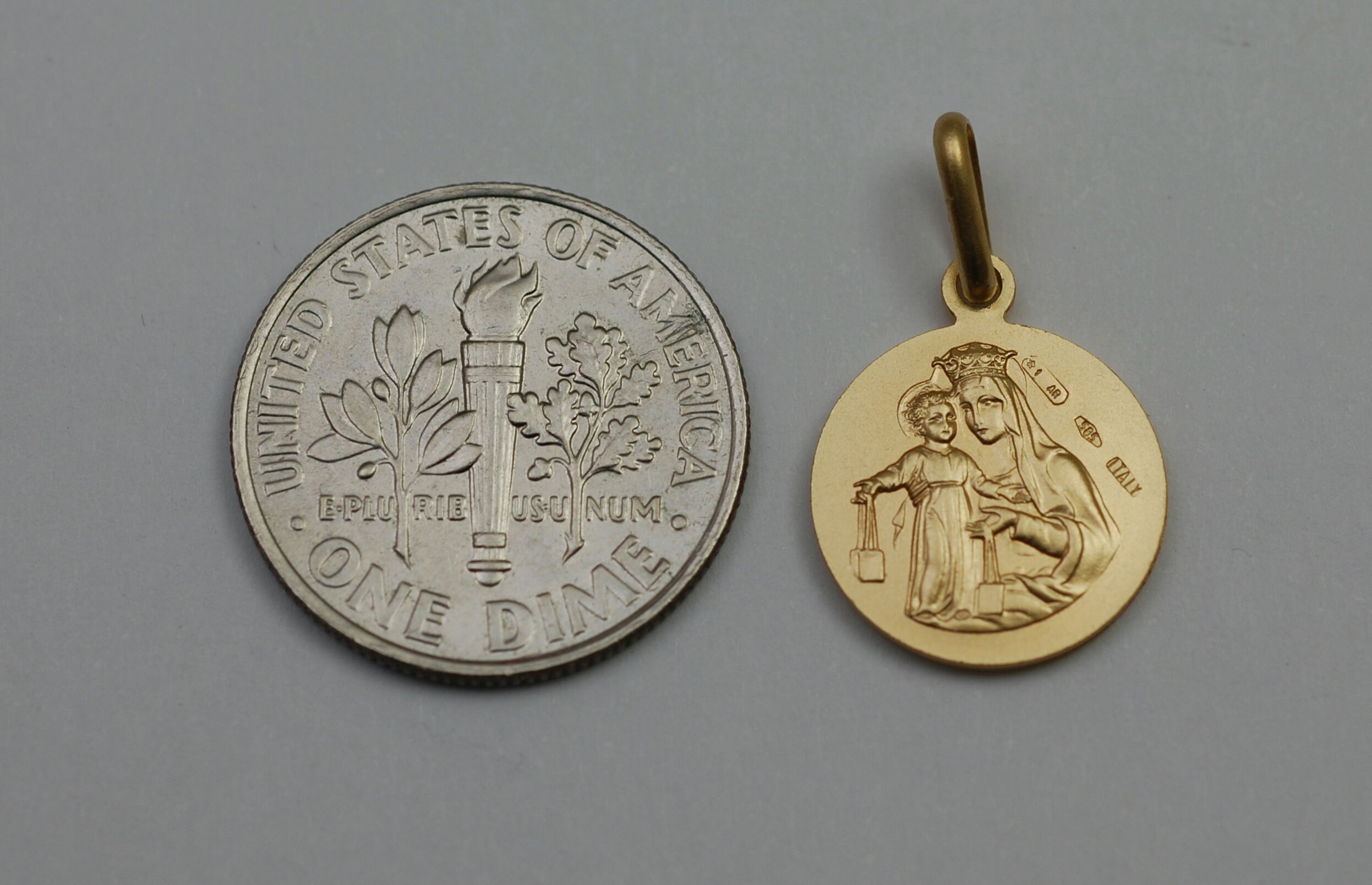 14K Solid Gold 12.2 Mm Scapular Medal / Pendant - Etsy