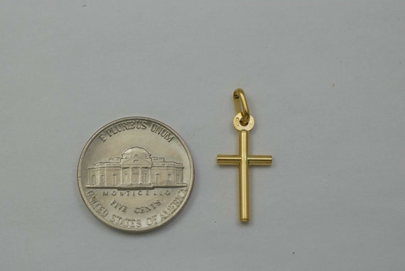 18K solid gold small plain cross pendant | Etsy