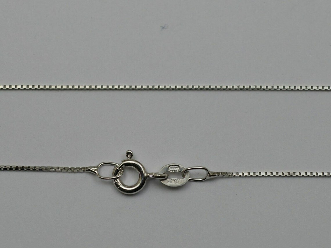 10K solid white gold 16 inches fine box link chain | Etsy